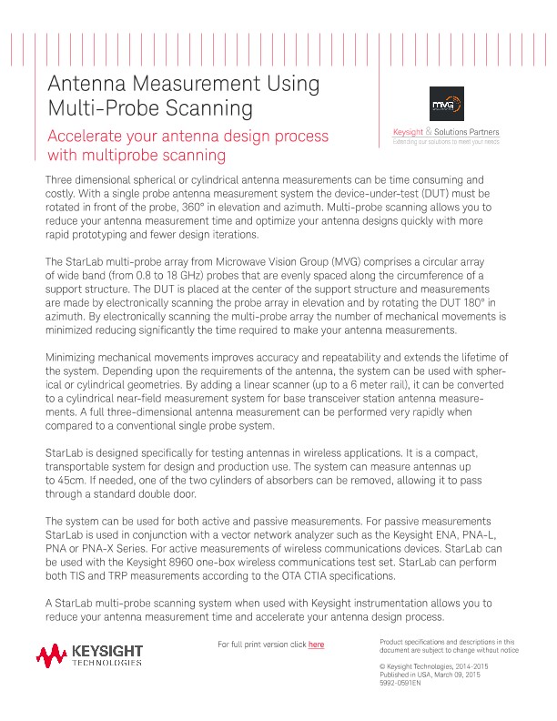 Antenna Measurement using Multi-Probe Scanning, Alternate Layout PDF Asset Page | Keysight